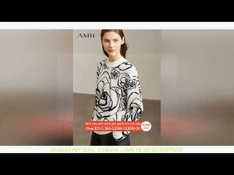 AMII Minimalism Sweaters for Women 2022 Winter New Panelled Jacquard Loose Fashion Warm Commuter 0-n