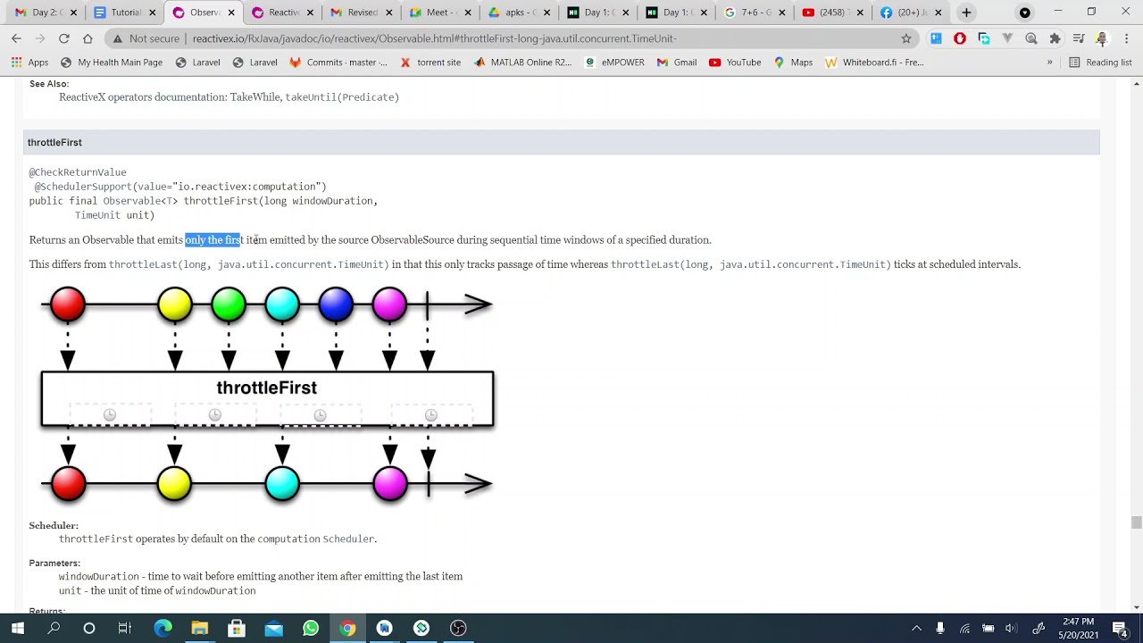 Rxjava, ThrottleFirst Operator and its uses