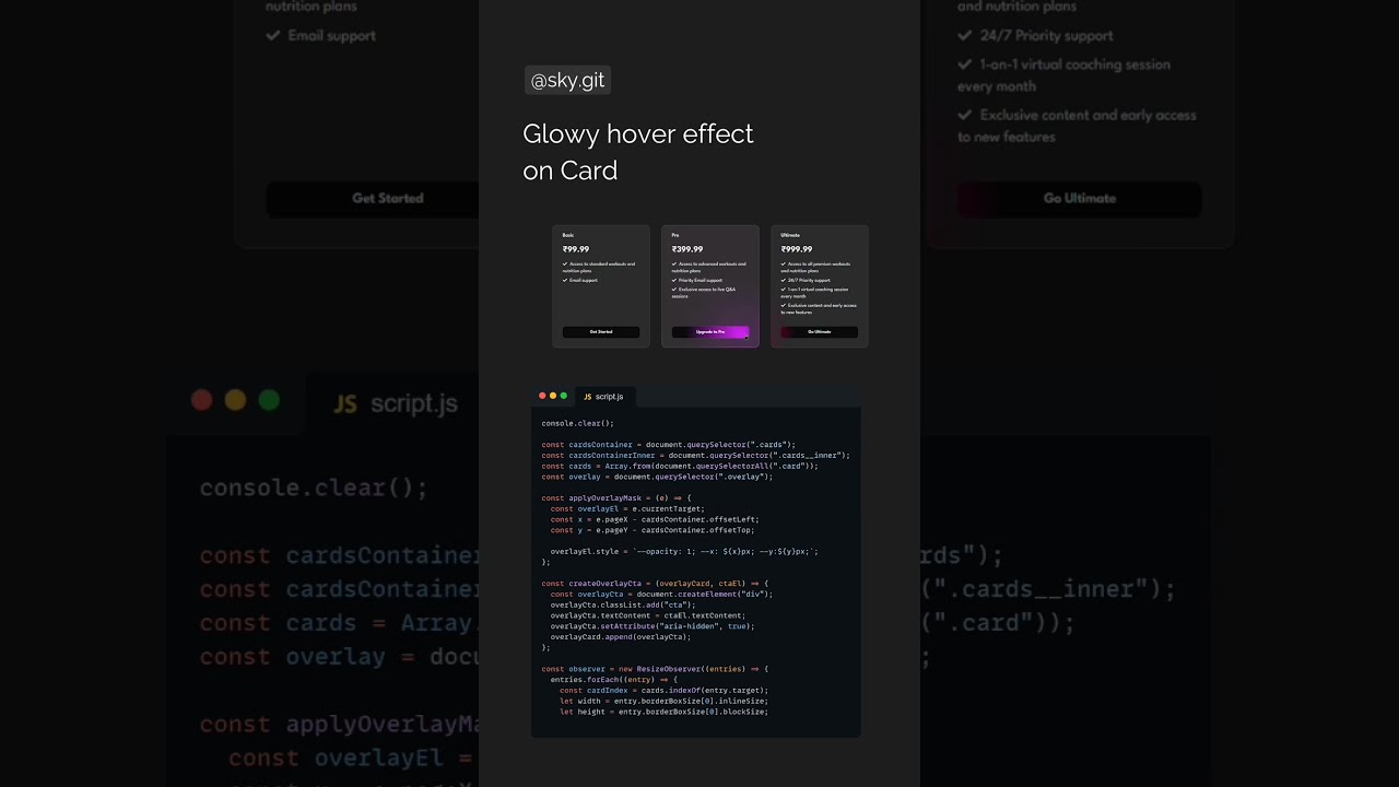 Glowy Hover effect on Card | #codepen