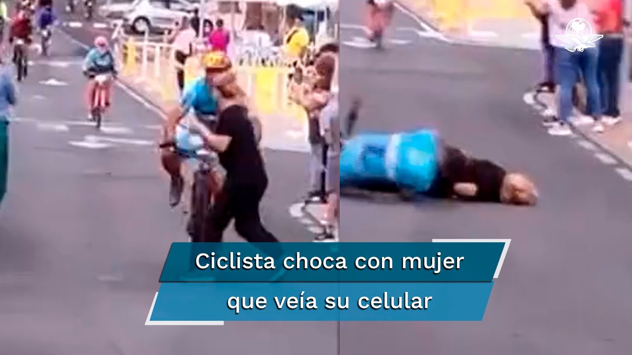 Ciclista termina hospitalizado con traumatismo de cráneo tras chocar con espectadora distraída