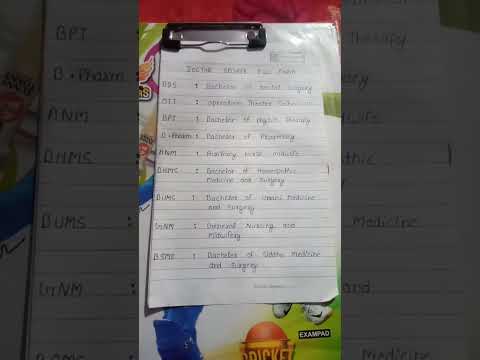 Doctor Degree full form BDS, BPT ....