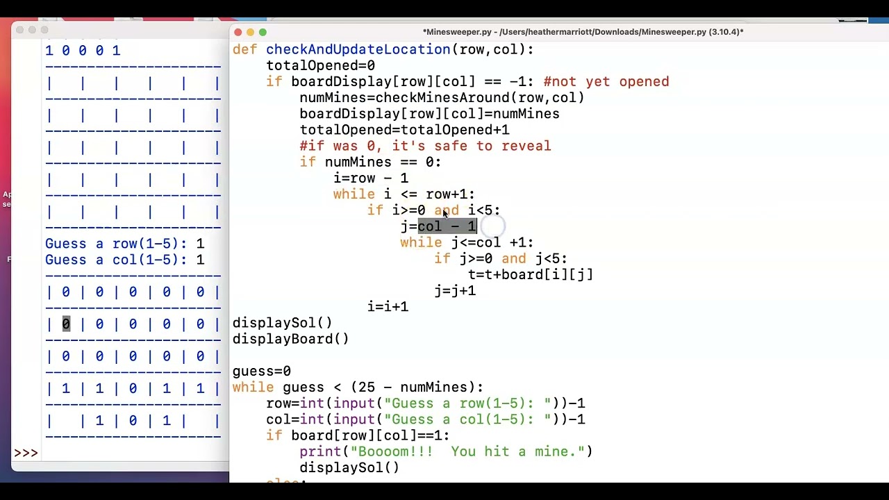Python Minesweeper - Handling Zero Boxes