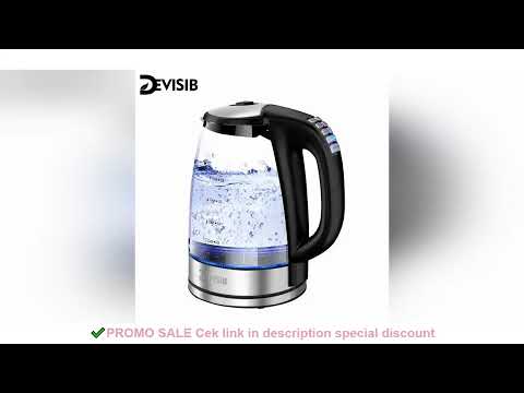 DEVISIB 2.0L Electric Glass Kettle 2200W with Temperature Control 4-Hour Keep Warm Auto-Off Boil-Dry