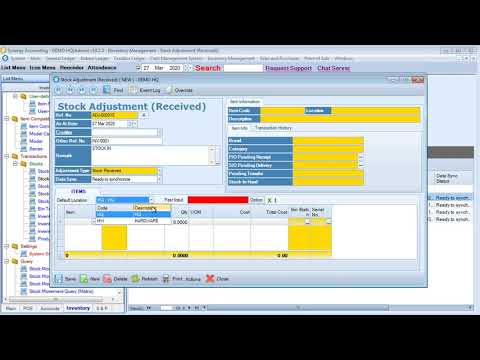 Video 13 how to use stock adjustment received transaction