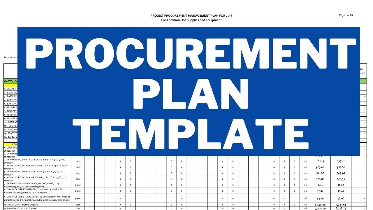 Procurement Plan Template | Procurement Management Plan
