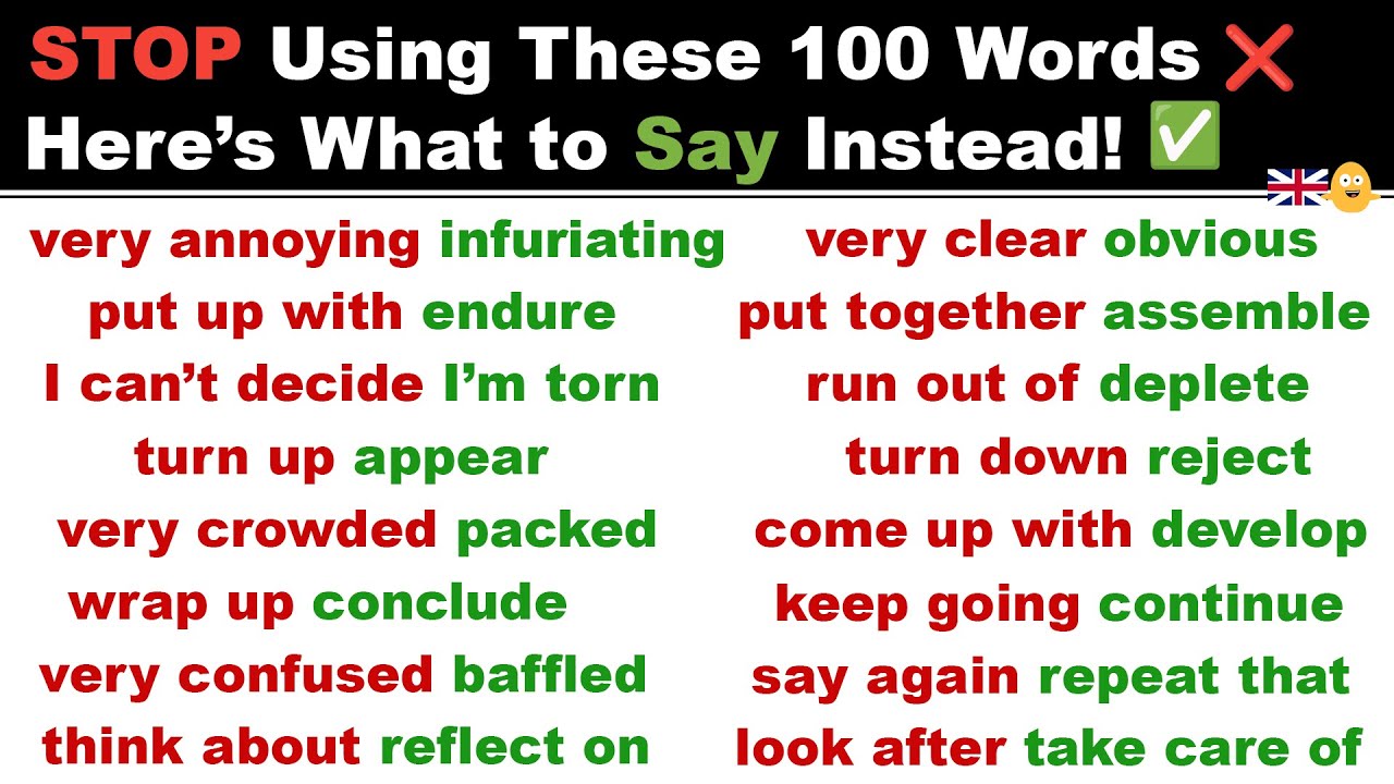 Elevate Your English: 100 Common Words to Replace for Better Fluency ...