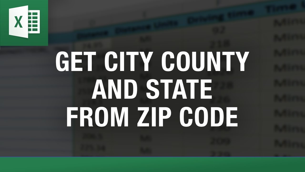 Get City County and State from Zip Code in Excel