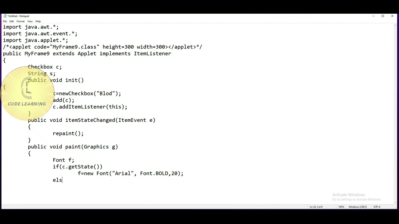Java | awt package 'Checkbox class' | CodeLearning