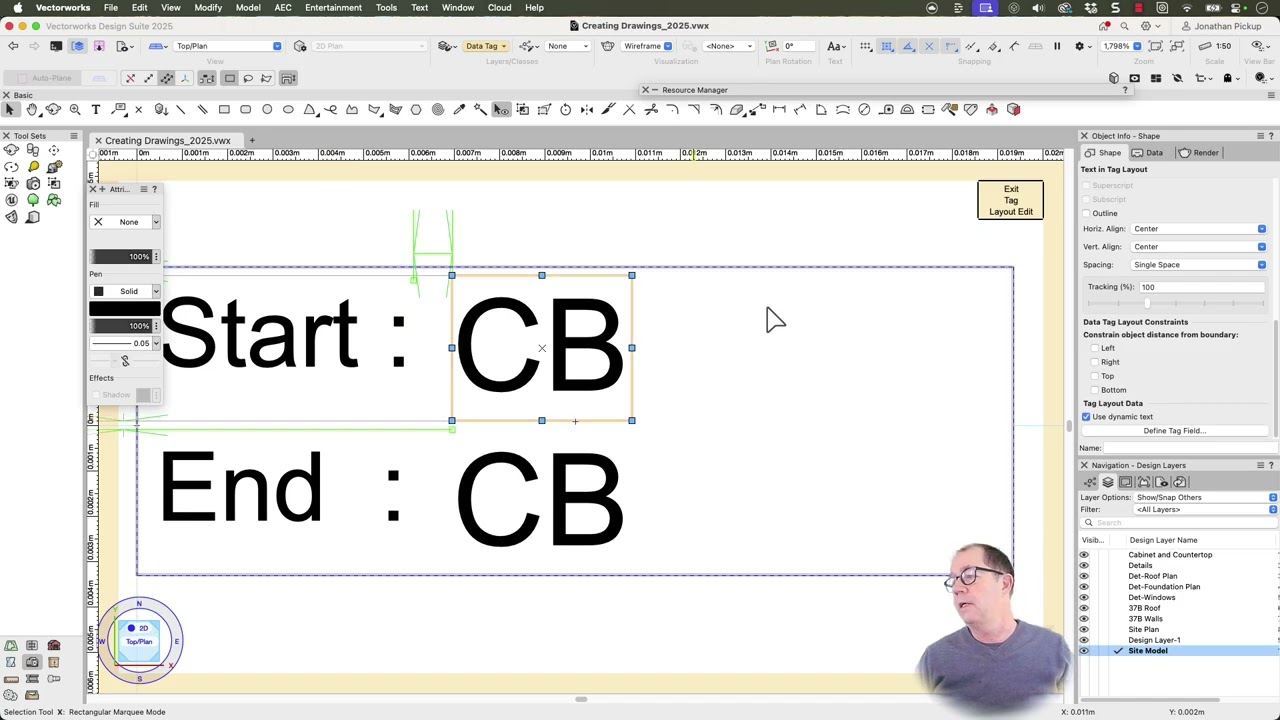 Data Tag for Hardscape Shows Elevation