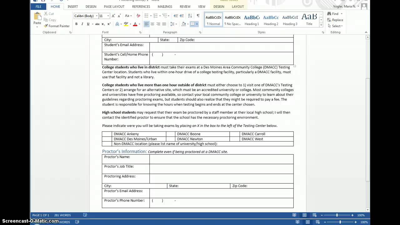 How to submit your exam proctoring form