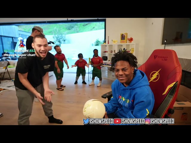 Adin Ross surprises IShowSpeed with a life-sized Ronaldo figure on the ...