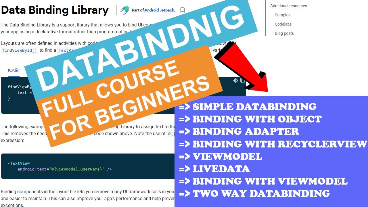 Databinding Complete Course for Beginners - 2022 - Kotlin - Android