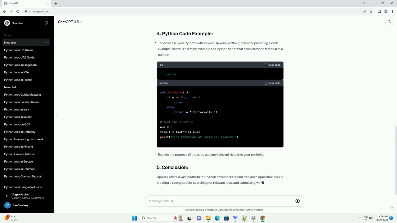 python jobs in upwork