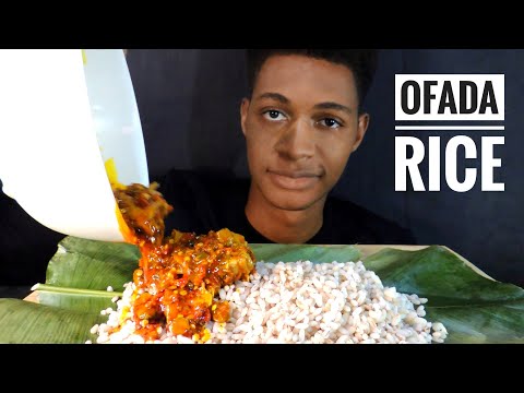 ASMR AFRICAN NIGERIAN OFADA RICE AND STEW,PLANTAINS AND FISH EATING MUKBANG(No talking)eating sounds