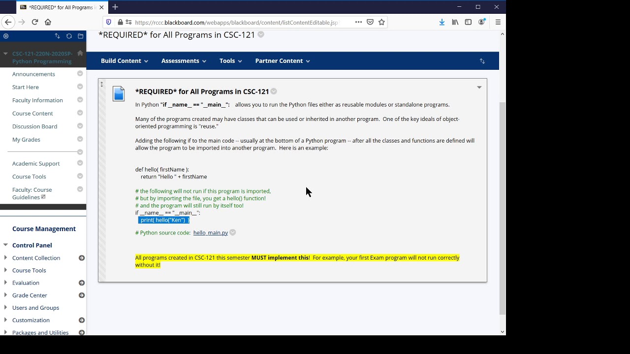Required for all CSC-121 Python Programs