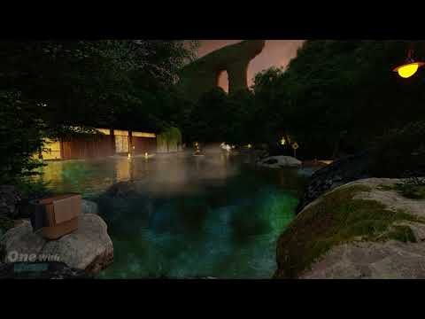 Japanese Onsen ASMR Ambience ♨️ ⛩️ Natural Hot Spring for Relax, Sleep Or Study