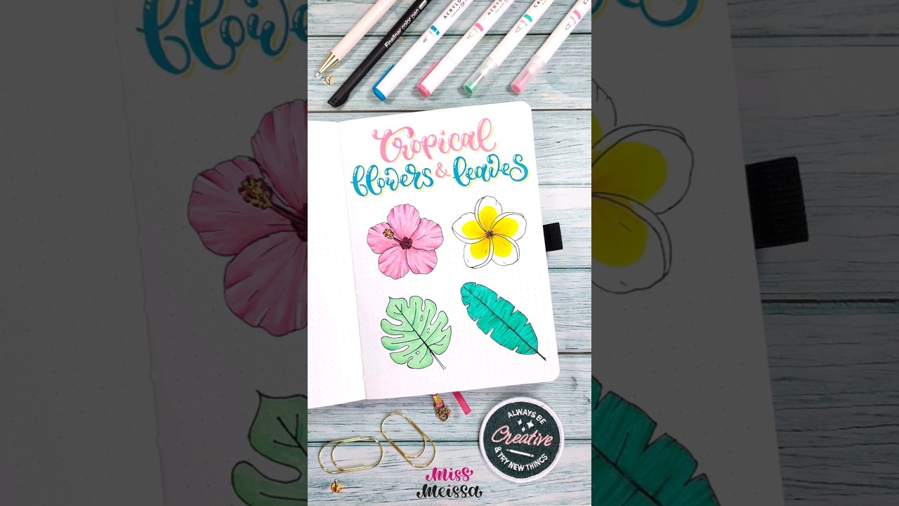 Cómo dibujar una flor plumeria - How to draw a plumeria flower (tropical doodles)