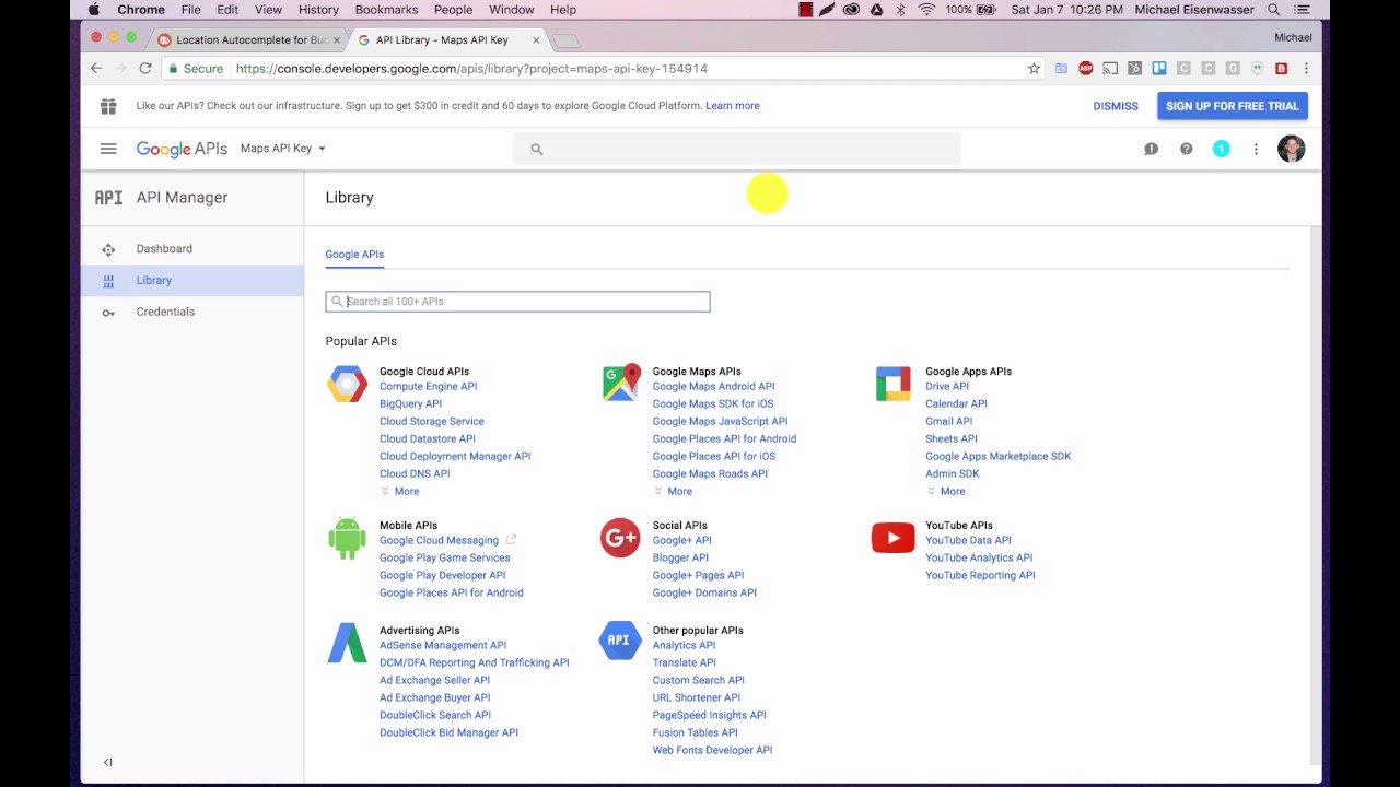 Configuring the Google Maps API key for Locations