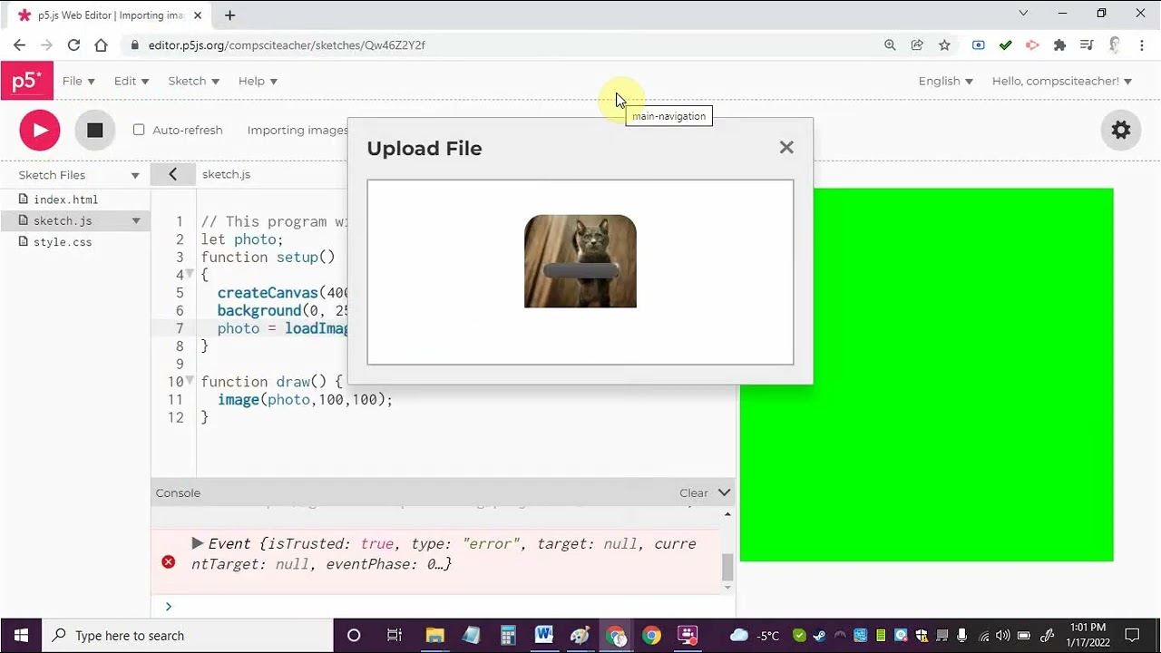 P5 - Loading an image