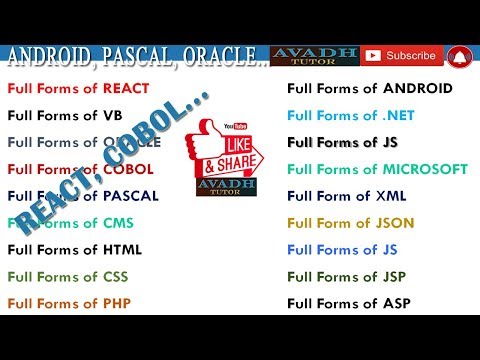 full form all programming languages | full form react | full form of oracle | full form of android