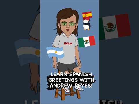 Spanish greetings with Andrew! #spanishlessons #trivia #bilingual #animation