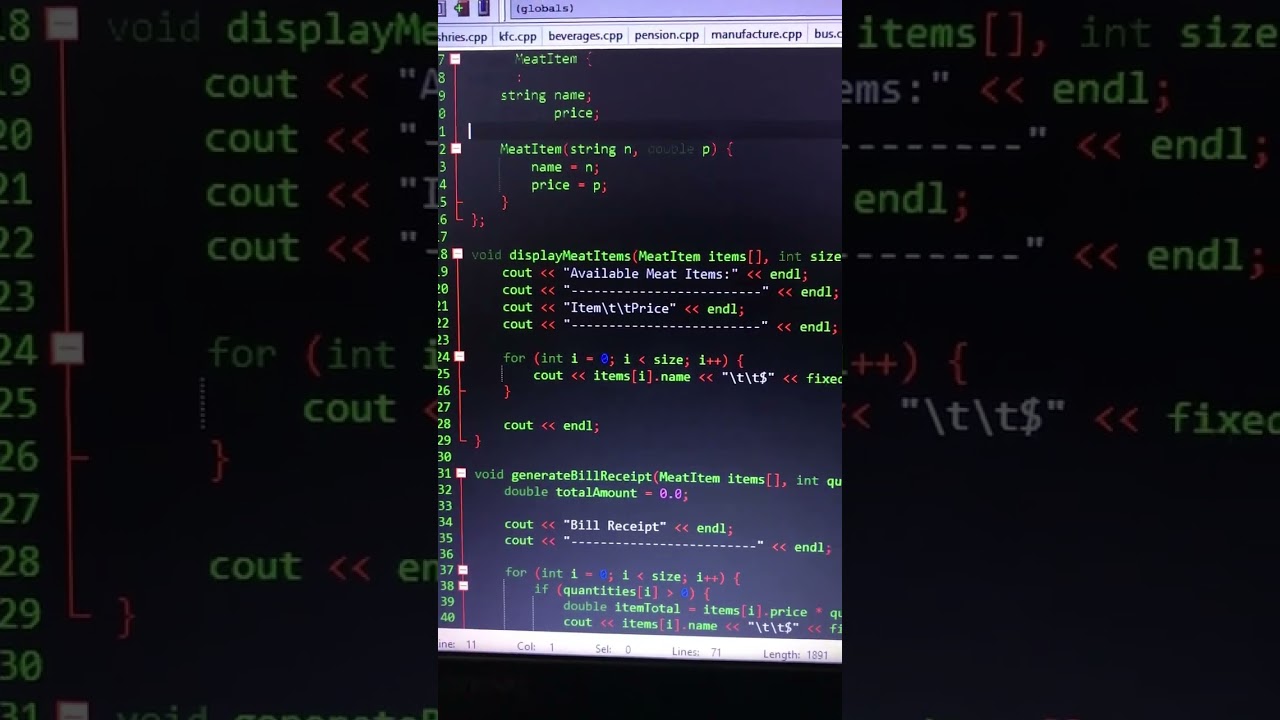 meat items c++ #coding #cpp #code #codemasters #codinglife #codingninja #coderstokyo #coders