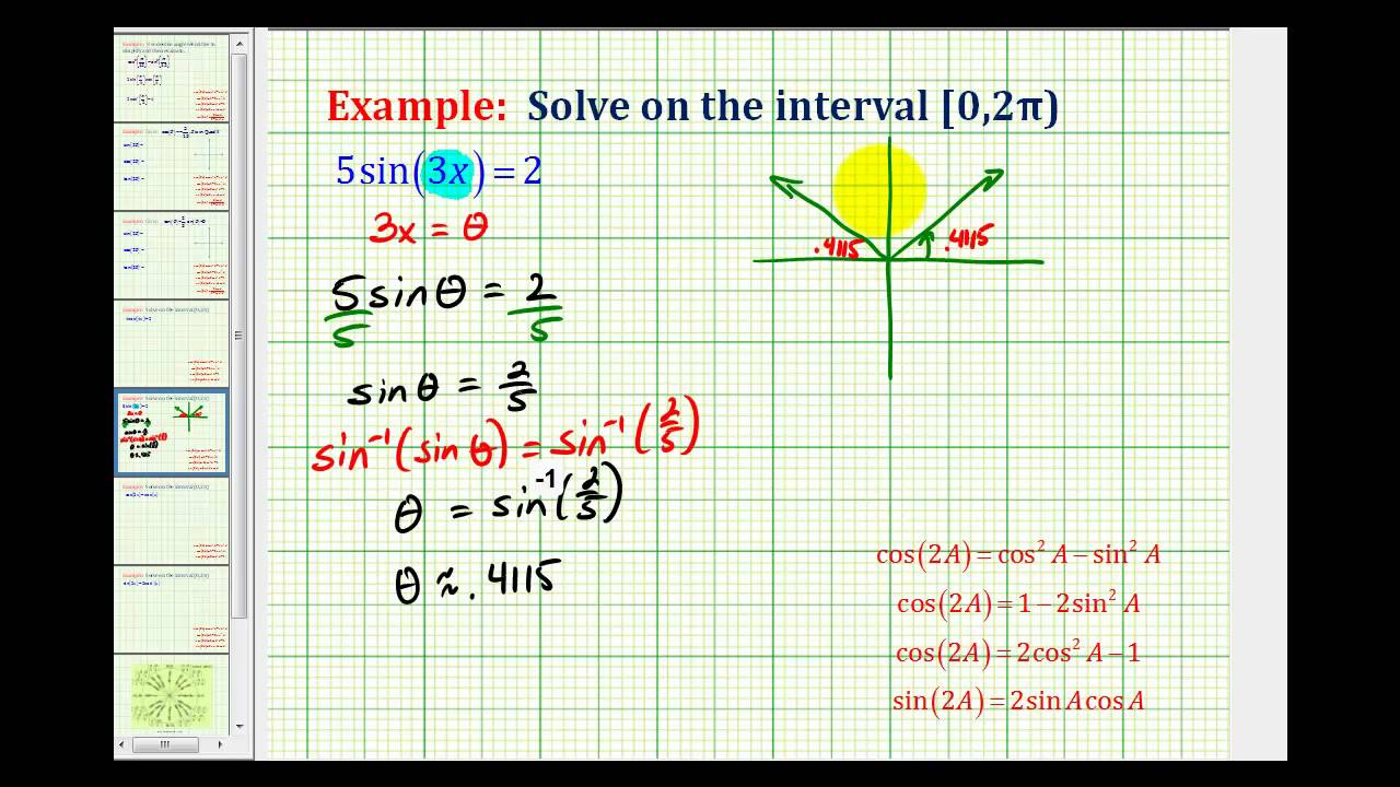 Example 2:  Solving a Trig Equation with a Multiple Angle
