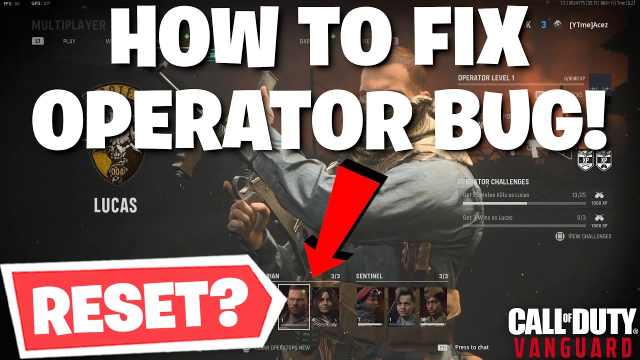 Vanguard - How To FIX Operator Levels RESETTING! Level 1 Operator Bug FIX!