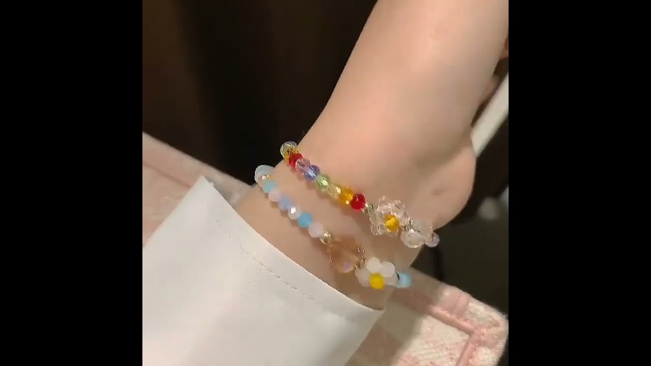 heart flower colorful beaded stretch adjustable bracelet - fairybaebe