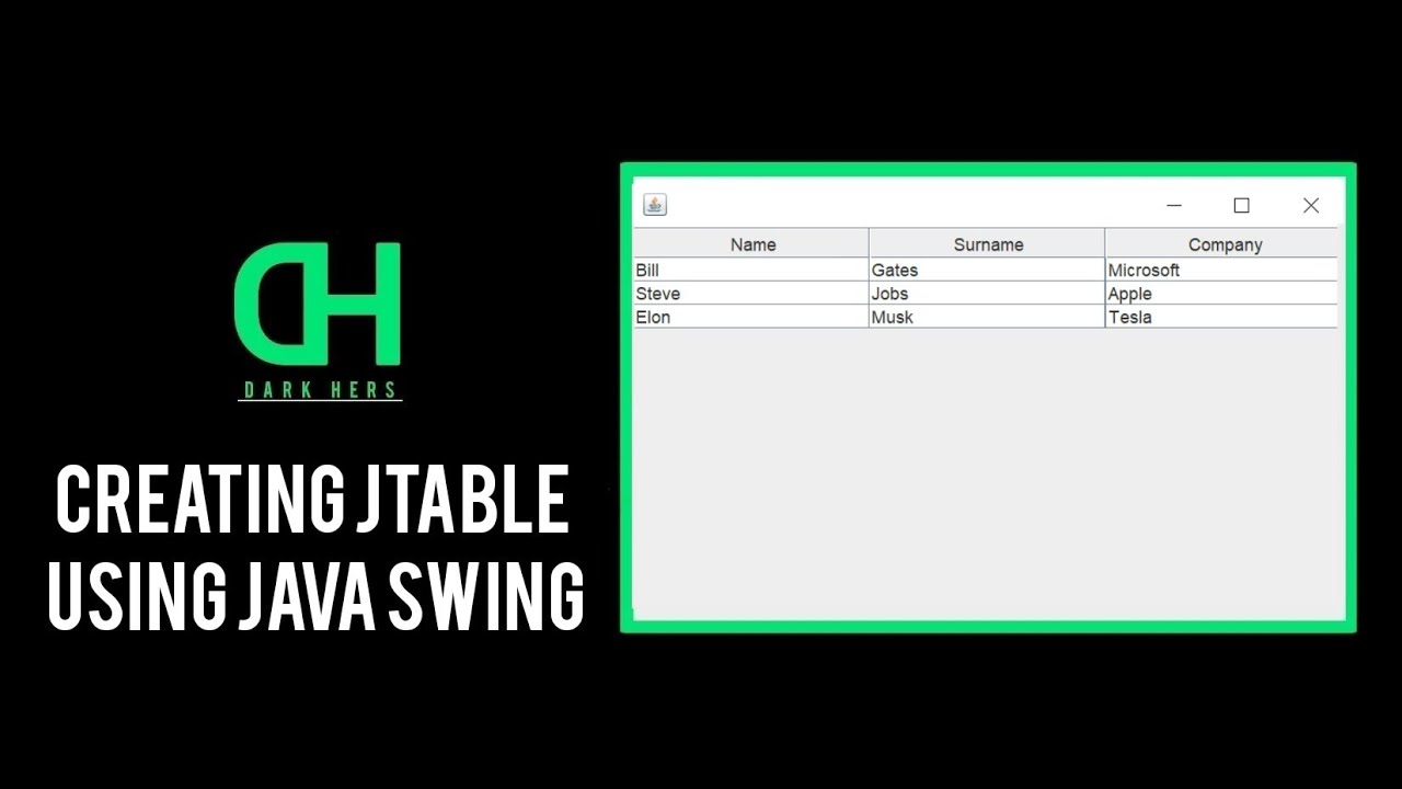 Creating JTable using Java Swing
