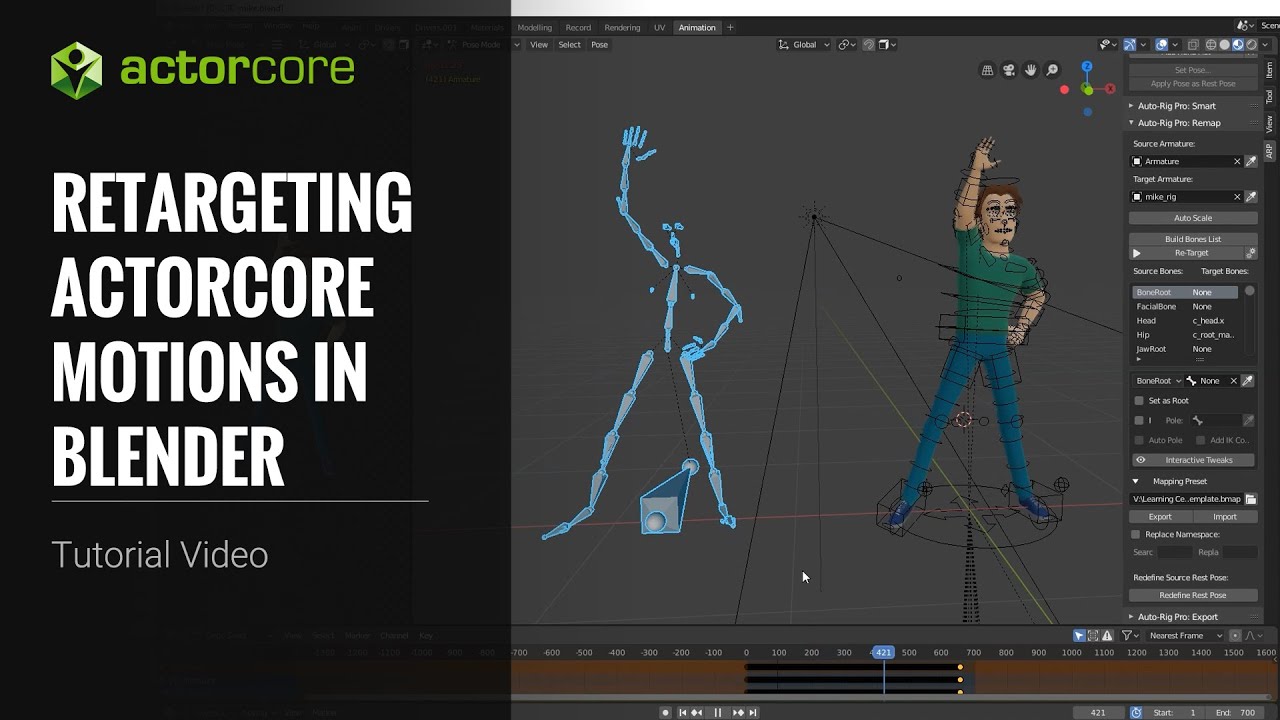 motion platform - blender retargeting motions tutorial video