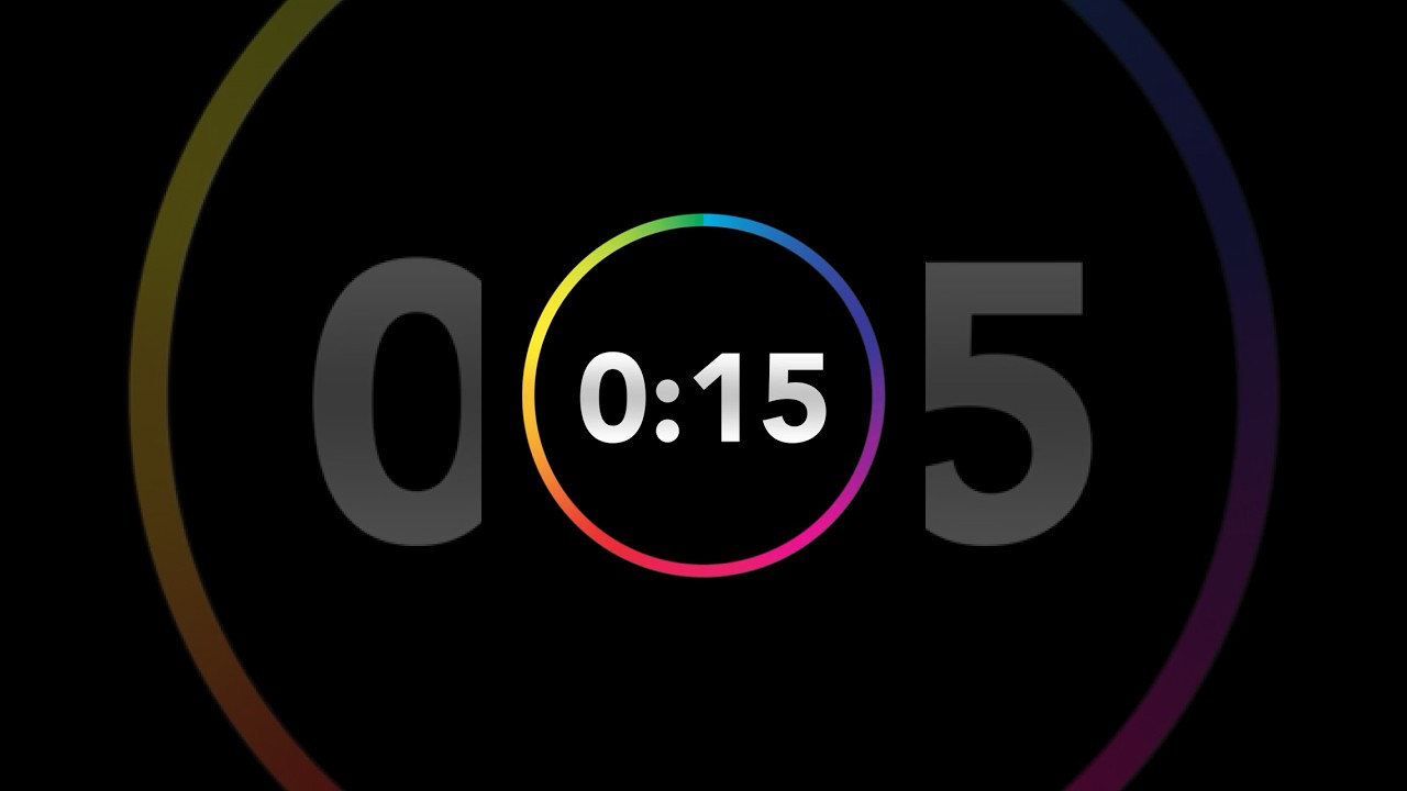 ⏱️15 Second Countdown Timer with Clock Ticking Sound & Finish Ding 🔔