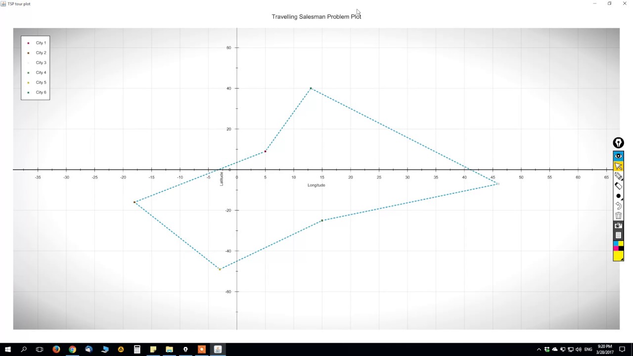 Travelling Salesman Problem (TSP) in Java (GitHub link below)