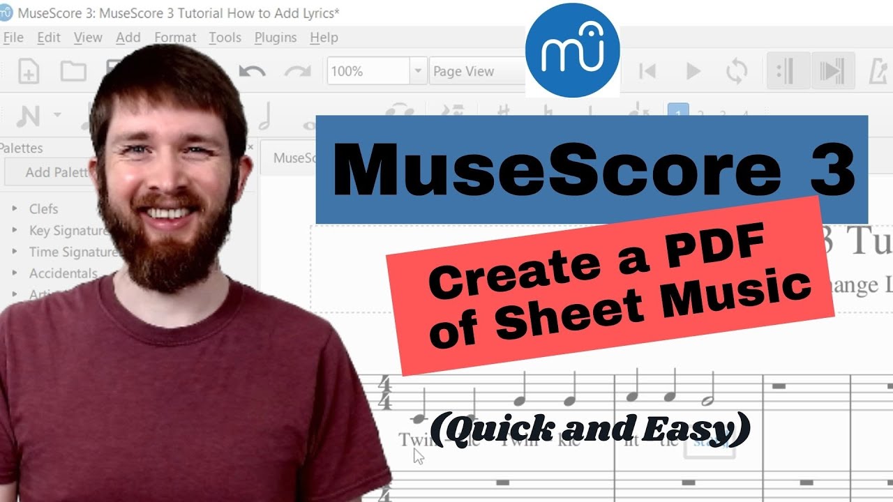 MuseScore 3: How to Create a PDF File from a MuseScore File, Export as a PDF