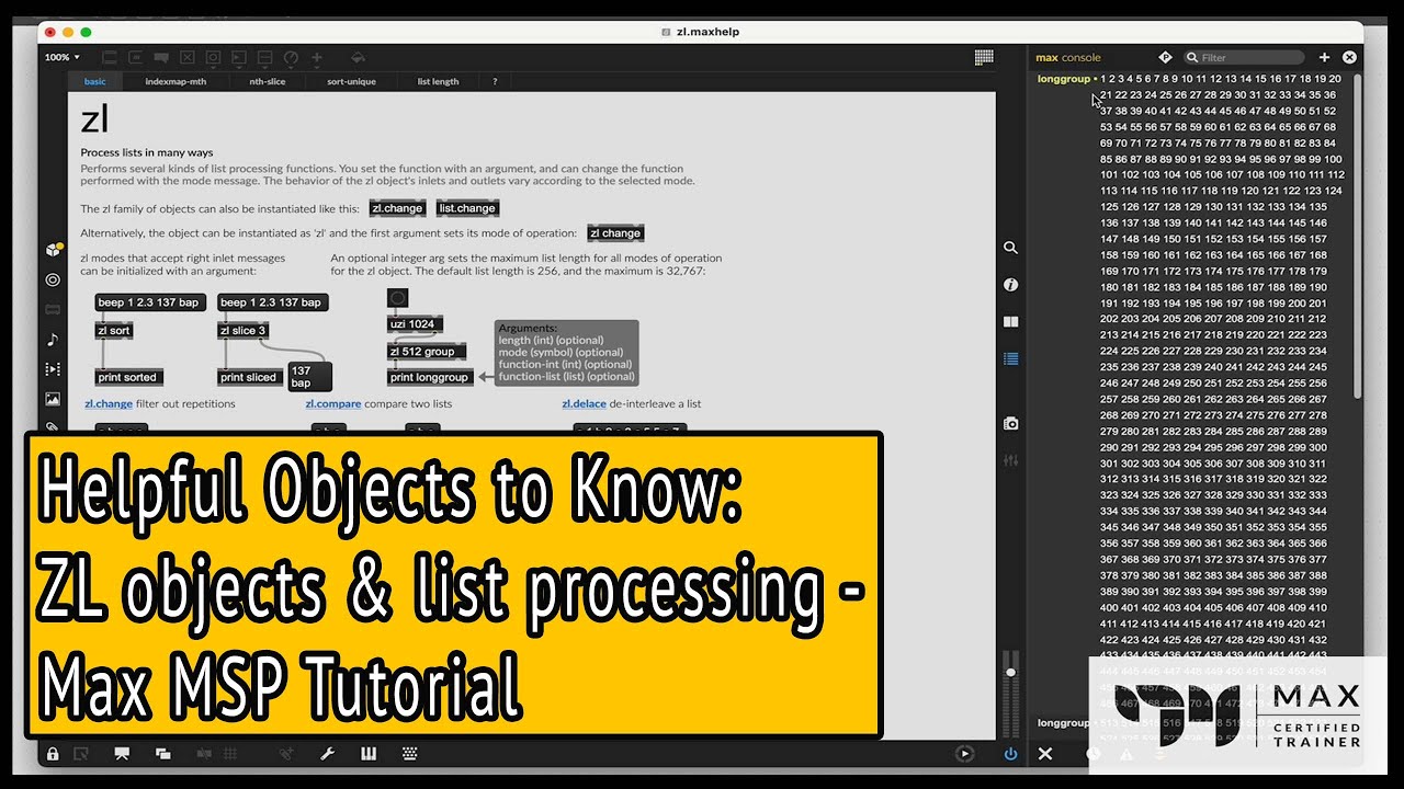 ZL objects & list processing -  Helpful Objects to Know - Max MSP Tutorial