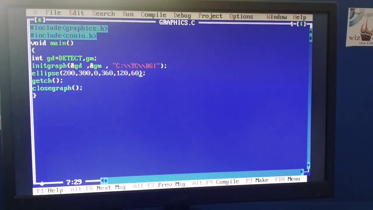 C program to draw an ellipse using Graphics