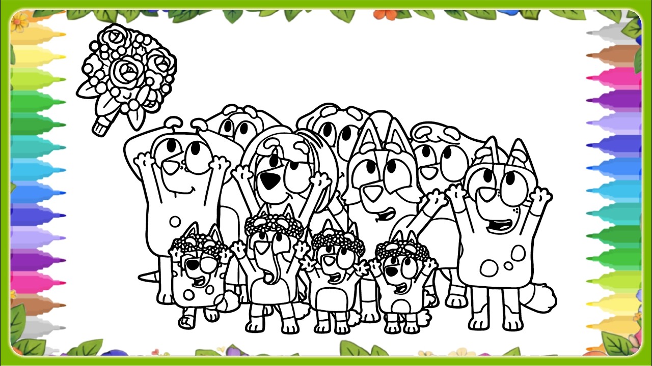 Color Bluey at Wedding | Step by Step Coloring Tutorial
