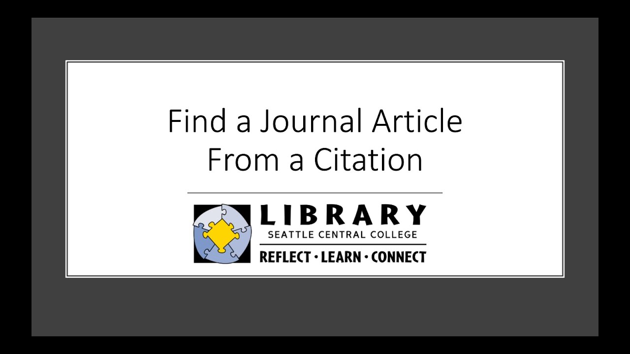 Find a Journal Article From a Citation