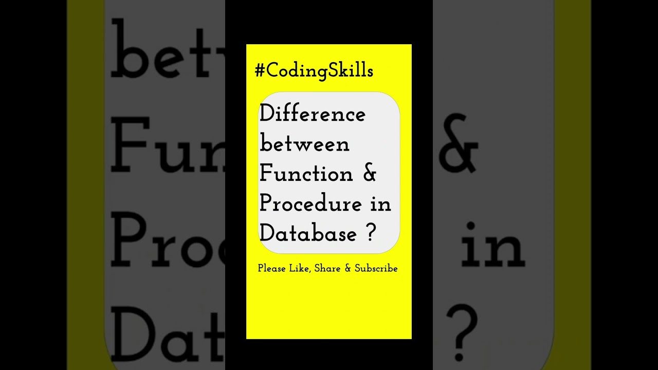Difference between Function and Procedure in Database | Coding Skills