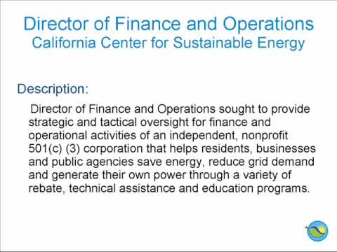 Green Jobs - Director of Finance and Operations - San Diego, CA - Sustainable Energy Jobs