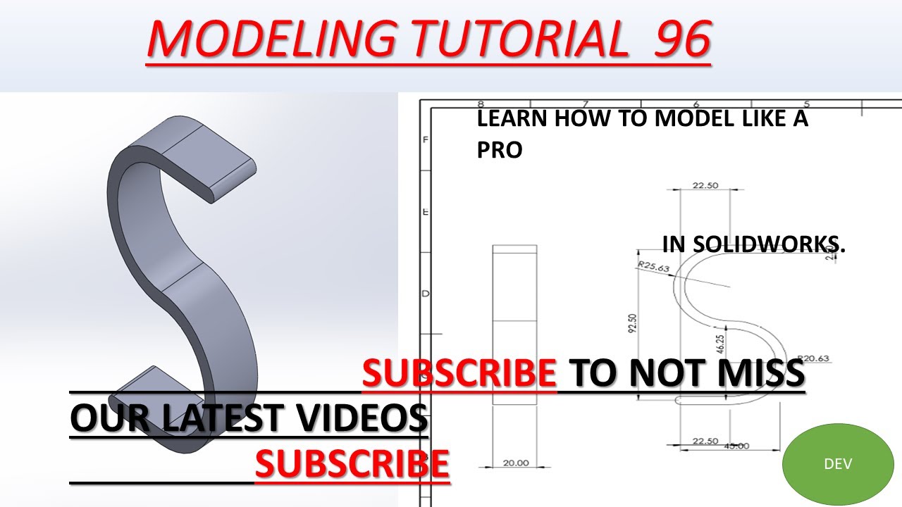 SolidWorks Modeling parts tutorial with Exercise 96
