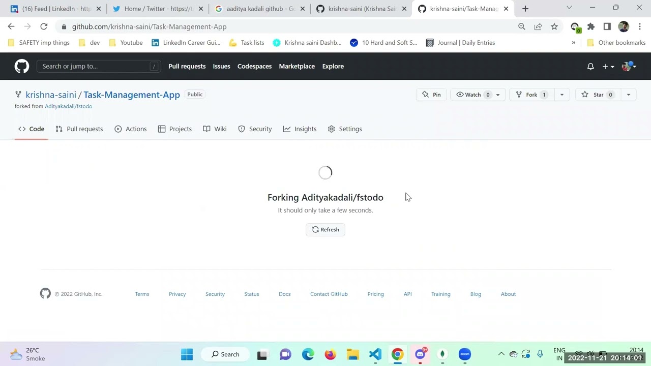 Fork From Github Repo and clone it in VS code editor