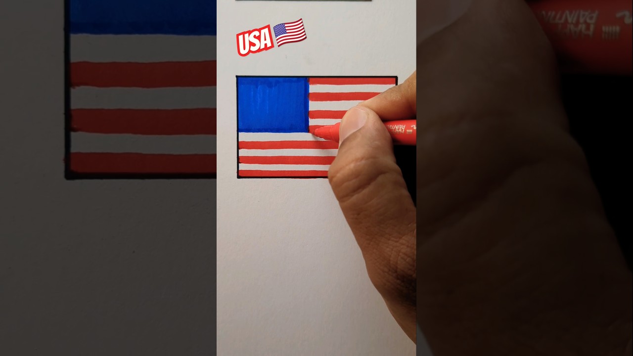 USA 🇺🇸 Flag drawing #shorts #flag #usa #youtubeshorts