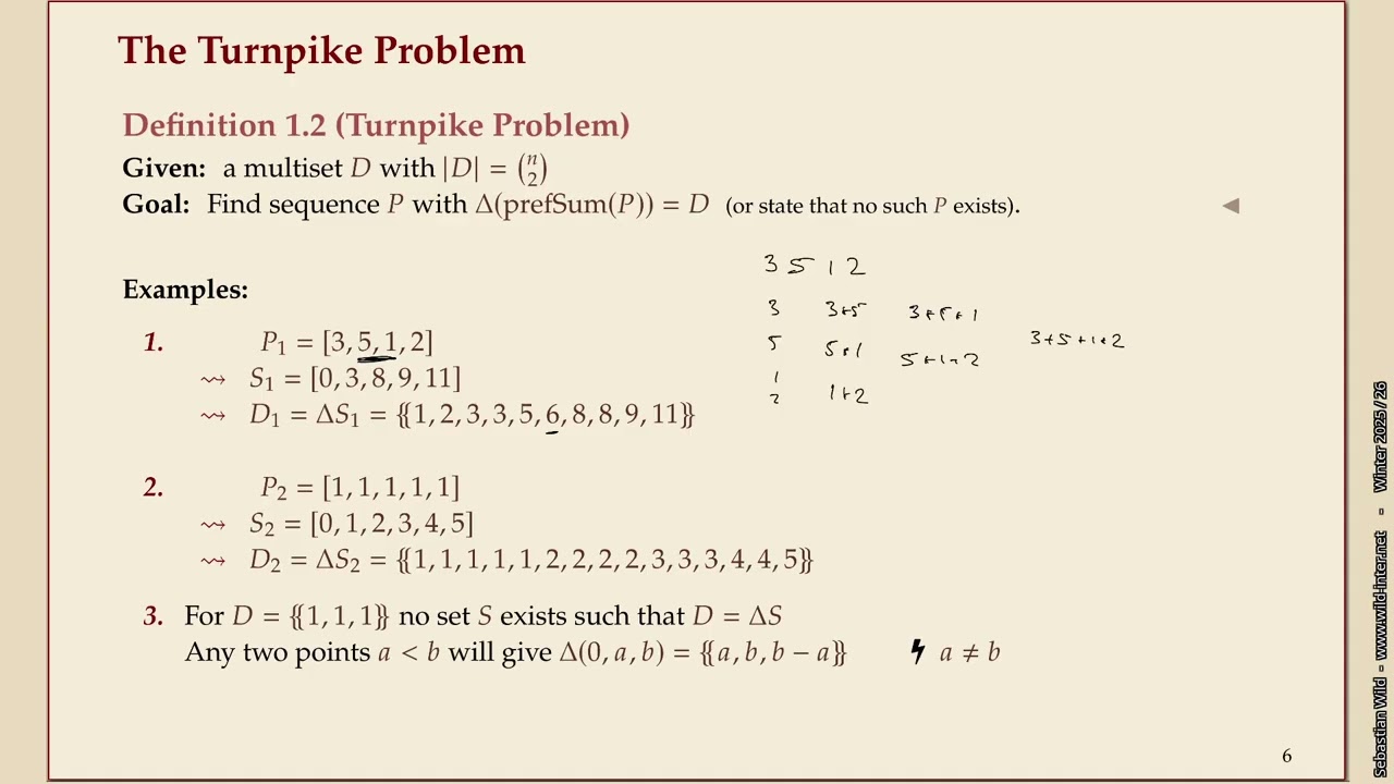 Algorithms of Bioinformatics (Winter 2025-26) 1-2 The Turnpike Problem