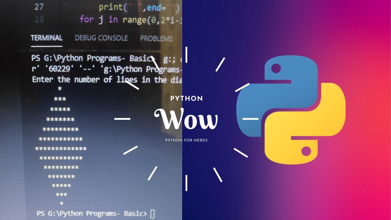 #1 how to print a diamond pattern in python