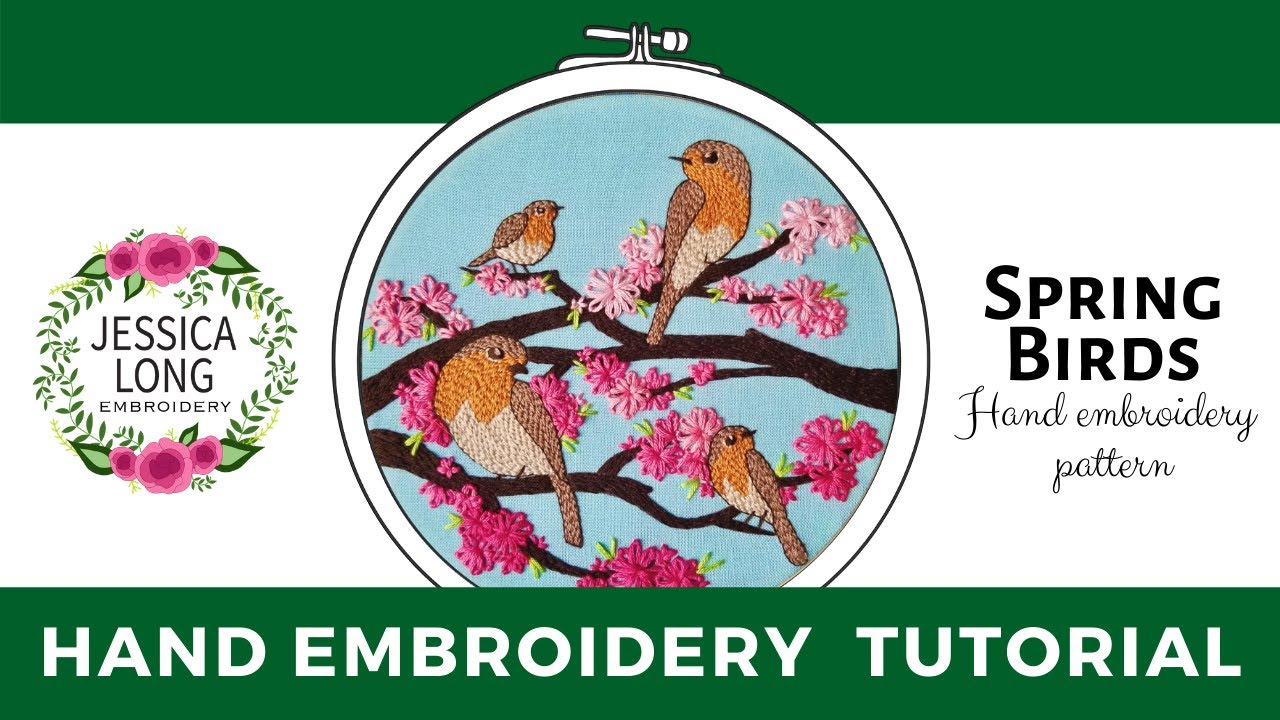Spring Birds Embroidery Pattern