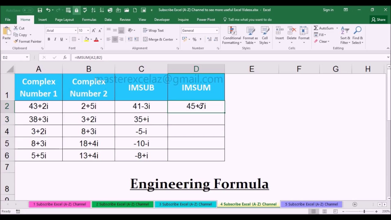 IMSUB vs IMSUM Engineering Function with Examples in MS Office Excel 2016