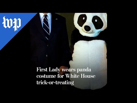 First Lady wears panda costume at White House trick-or-treat