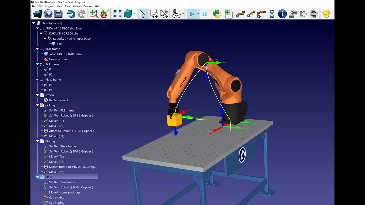 Pick and place demo using RoboDK