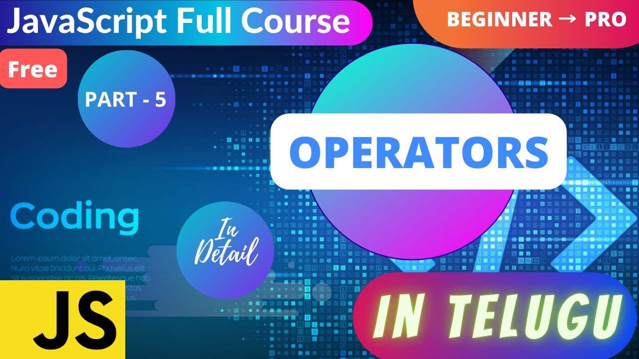 #5. What are Operators in JavaScript? || Learn JavaScript Operators in Telugu